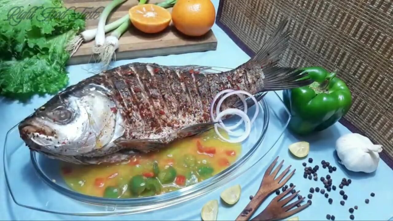 Steamed Whole Fish with Ginger and Spring Onion - Right Food Taste